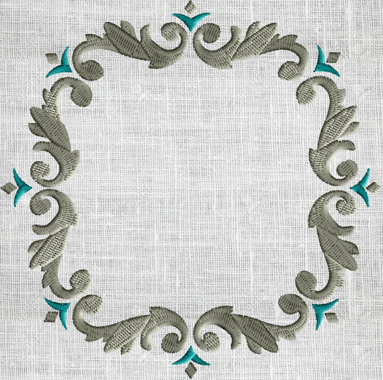Damask Square Font Frame Monogram Design -font Not Included ...
