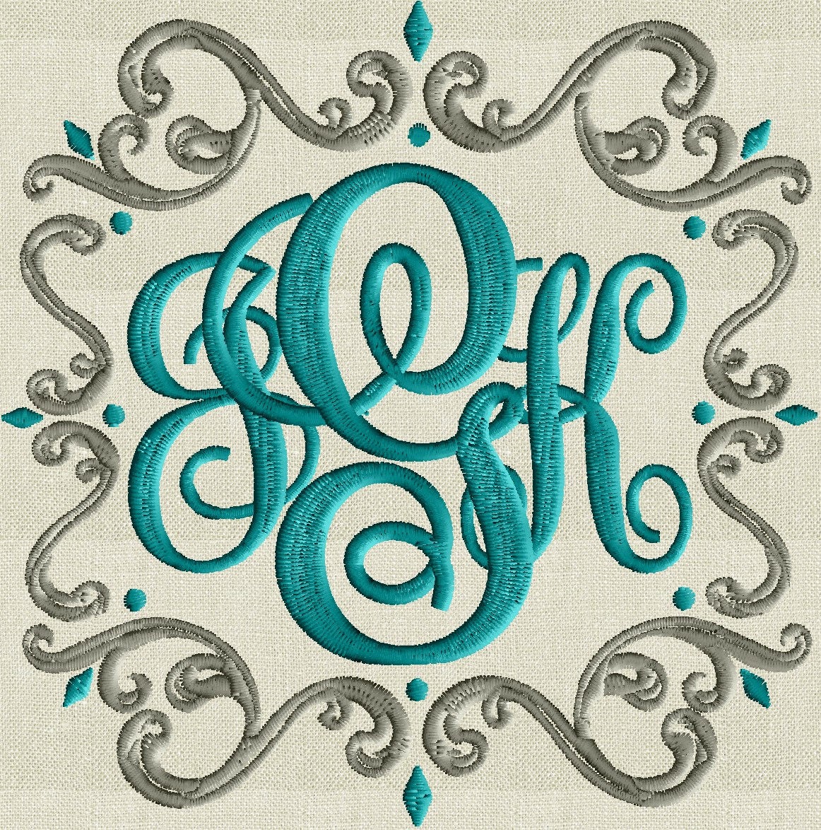 Angelique Chalk Board Style Floral Font Frame Monogram Embroidery ...