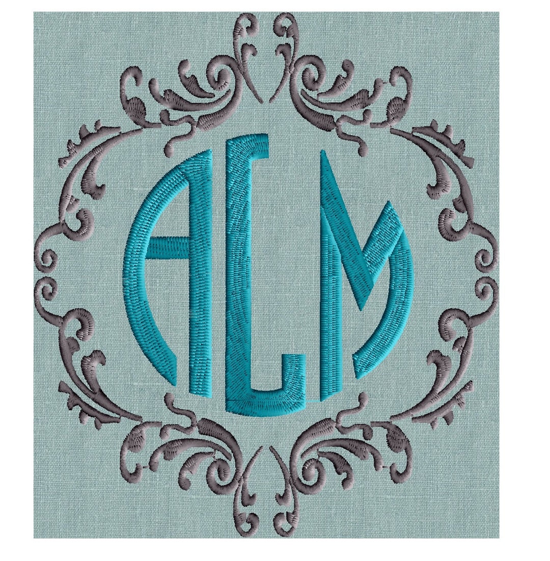 Damask Frame Monogram -font Not Included - EMBROIDERY DESIGN - Instant ...