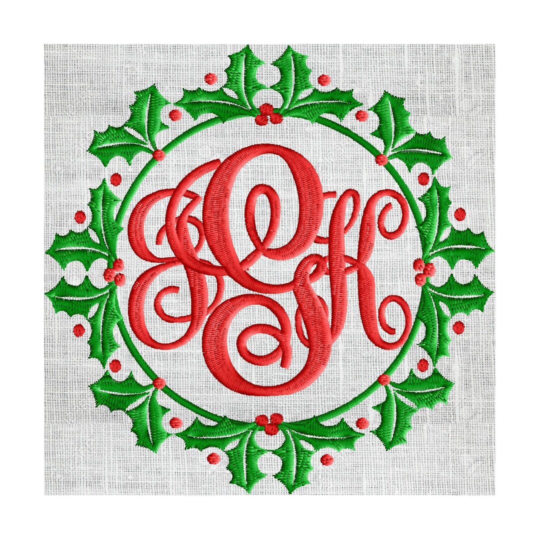 Holly Font Frame Monogram Embroidery Design - Font Not Included ...