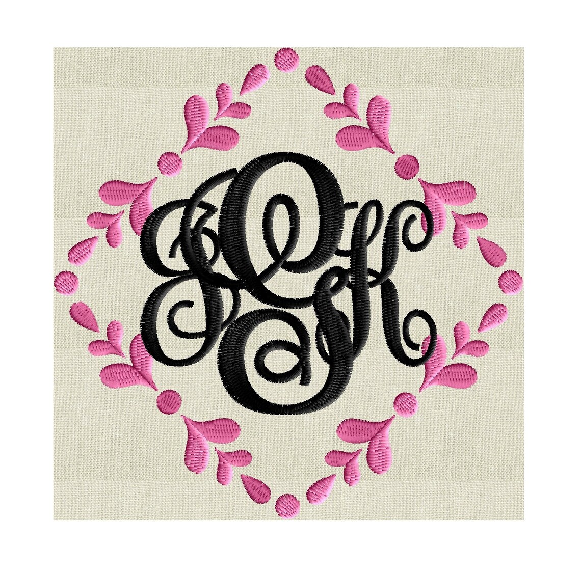 Hearts Dots Diamond Font Frame Monogram Embroidery Design - Etsy