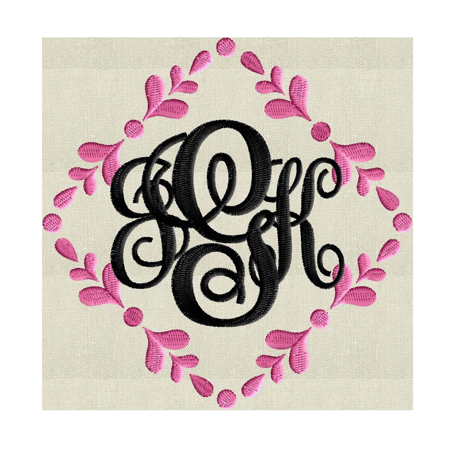 Hearts Dots Diamond Font Frame Monogram Embroidery Design - Etsy