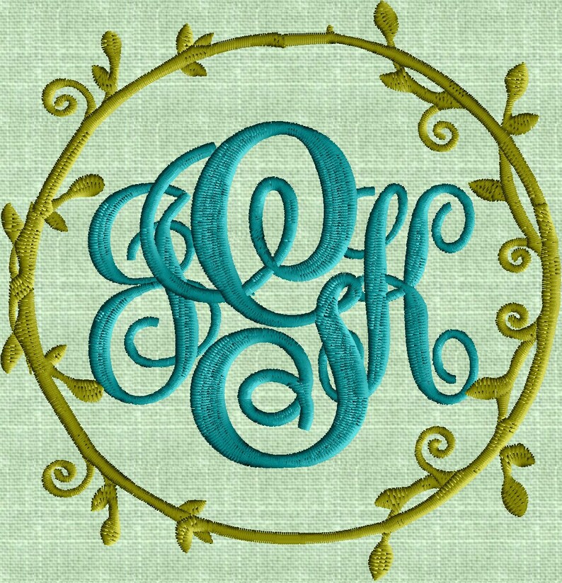 Vine Font Frame Monogram EMBROIDERY DESIGN FILE Font Not - Etsy