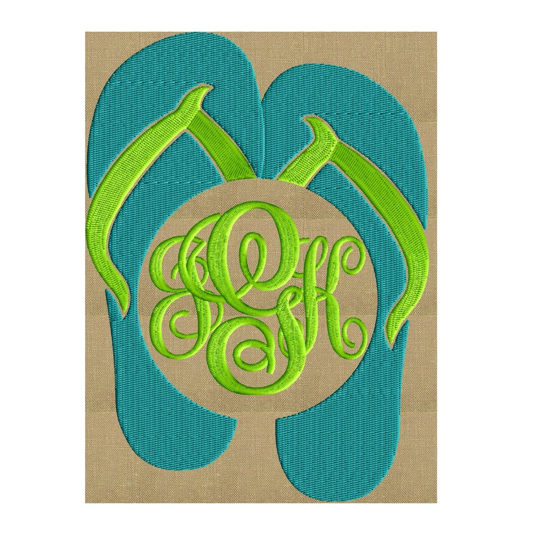 Flip Flops Font Frame Monogram Design -font Not Included - EMBROIDERY ...