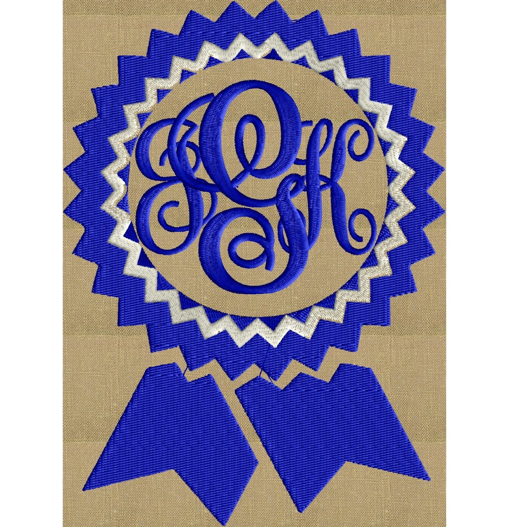 Blue Ribbon Font Frame Monogram Design -font Not Included - EMBROIDERY ...