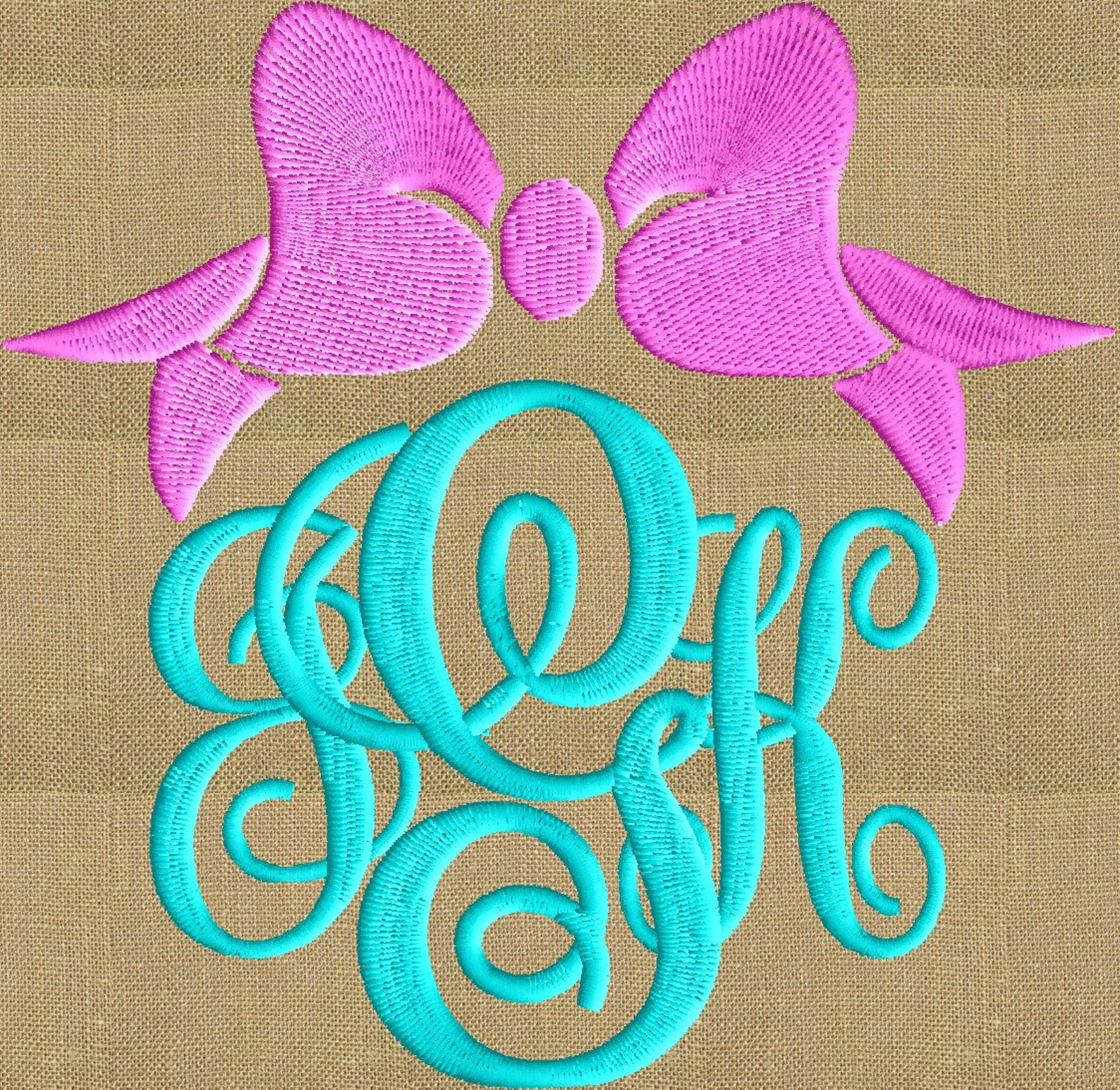 Bow Font Frame Monogram Embroidery Design Font Not Included - Etsy