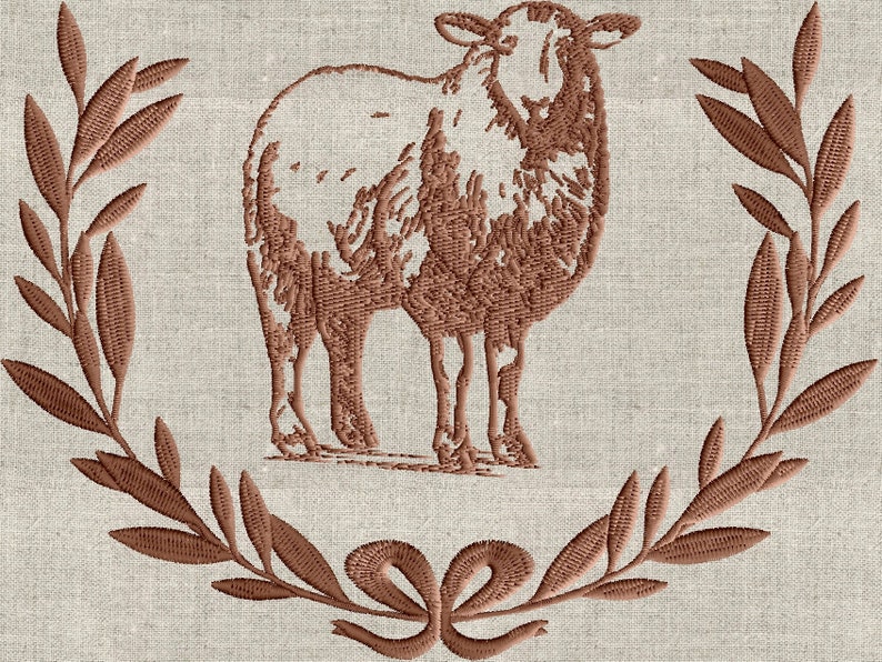Sheep Lamb With Laurel Wreath - Embroidery DESIGN FILE Instant Download ...