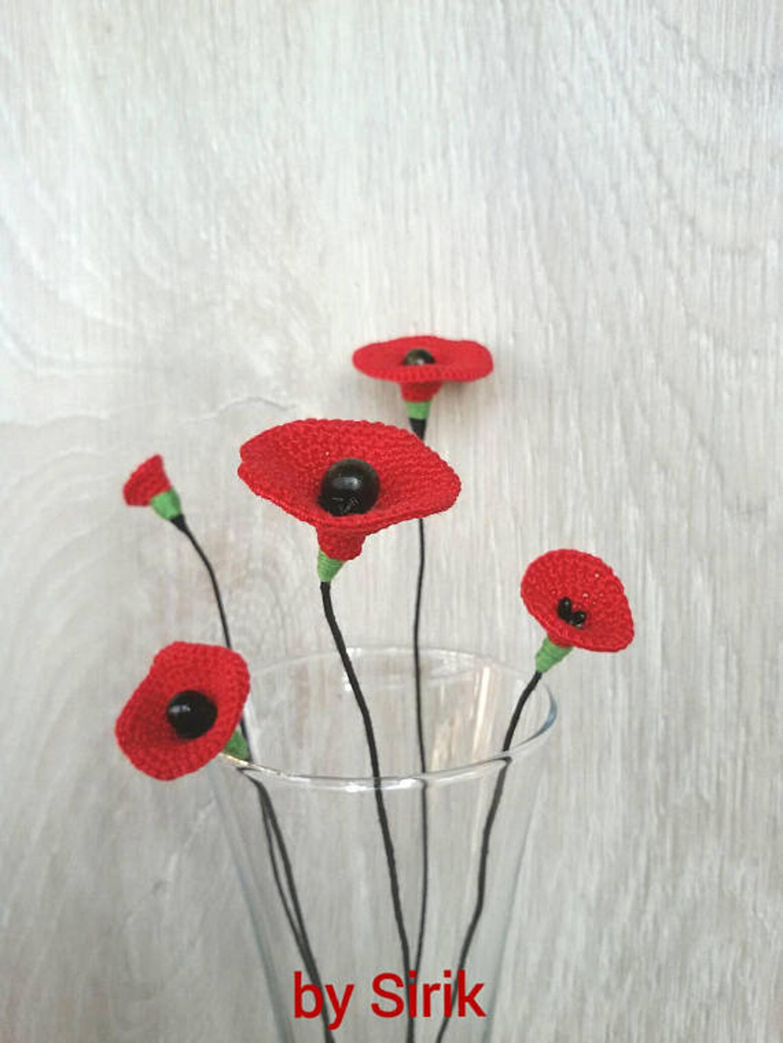 Crochet Poppy Pattern PDF Red Flower Bouquet Wedding Bouquet | Etsy