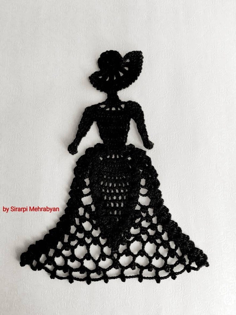 Lady Doily Crochet Pattern PDF Applique Lady Victorian Themed - Etsy