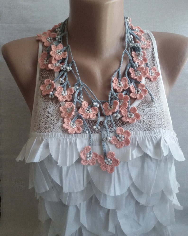 Flower garland necklace Lariat Floral Leaf scarf Neck | Etsy