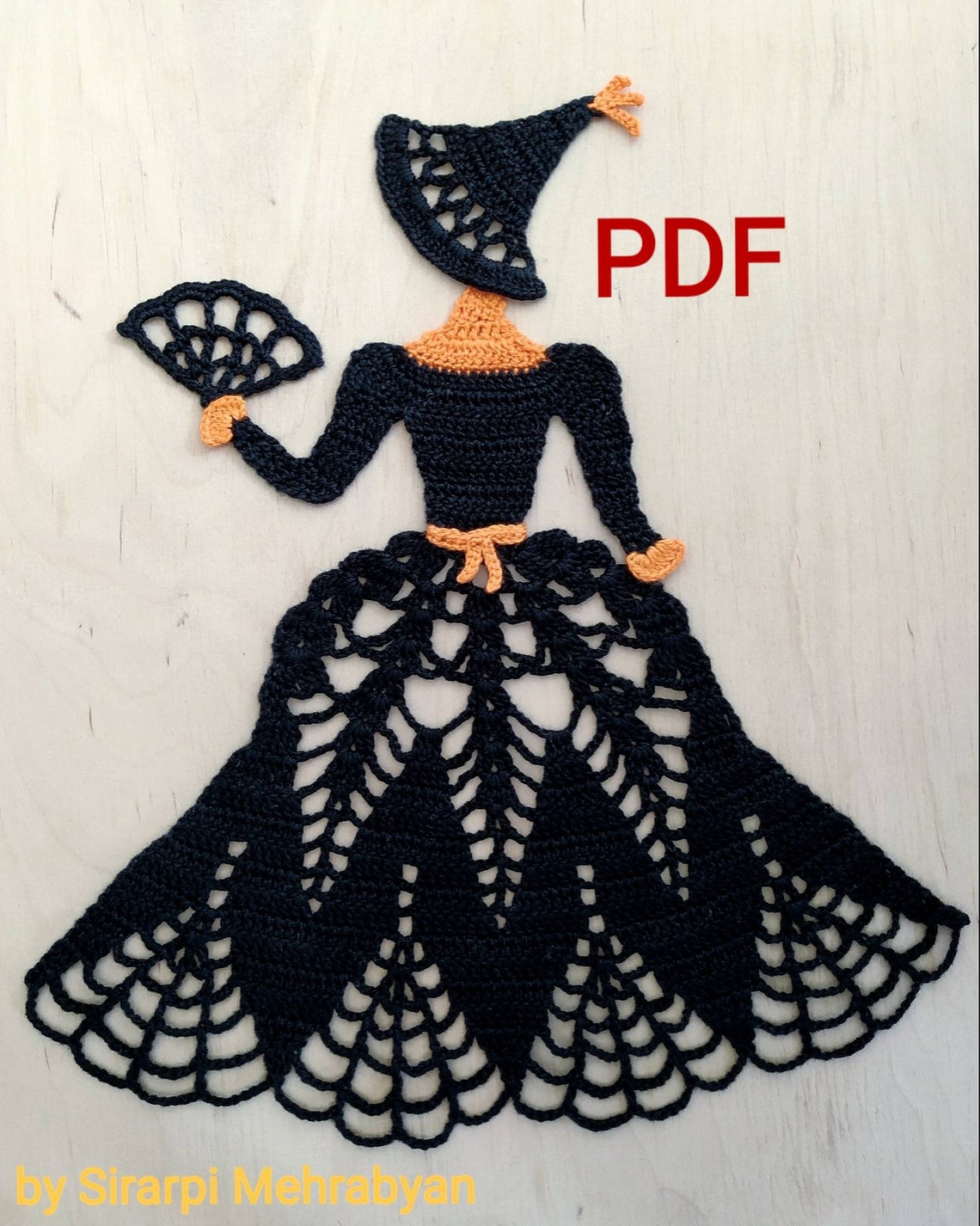 Halloween Lady Crochet Doily Pattern PDF Victorian Themed | Etsy