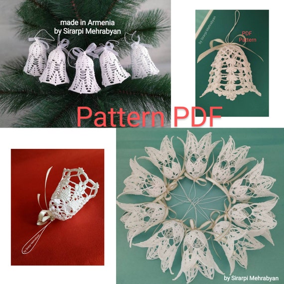 Set off 4 Crochet Bell Patterns PDF Diy How to Crochet Jingle - Etsy