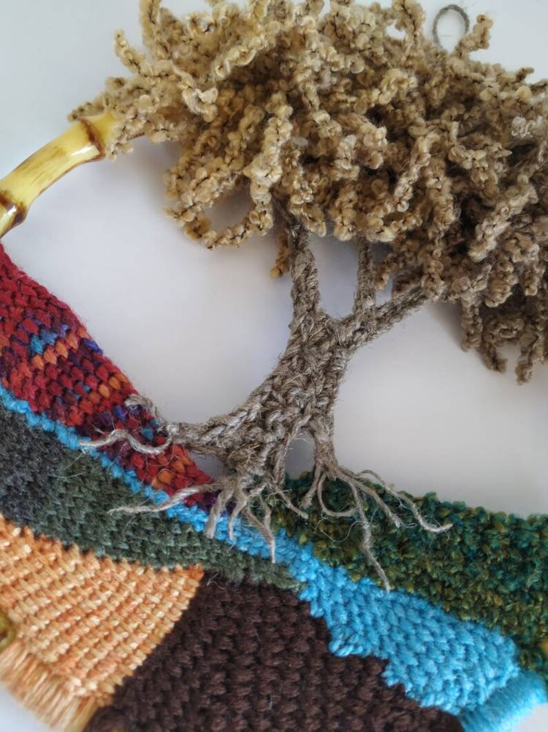 Crochet tree Wall Hangings Crochet landscape wall art crochet | Etsy