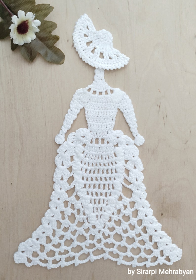 Lady doily crochet pattern PDF applique lady Victorian Themed | Etsy