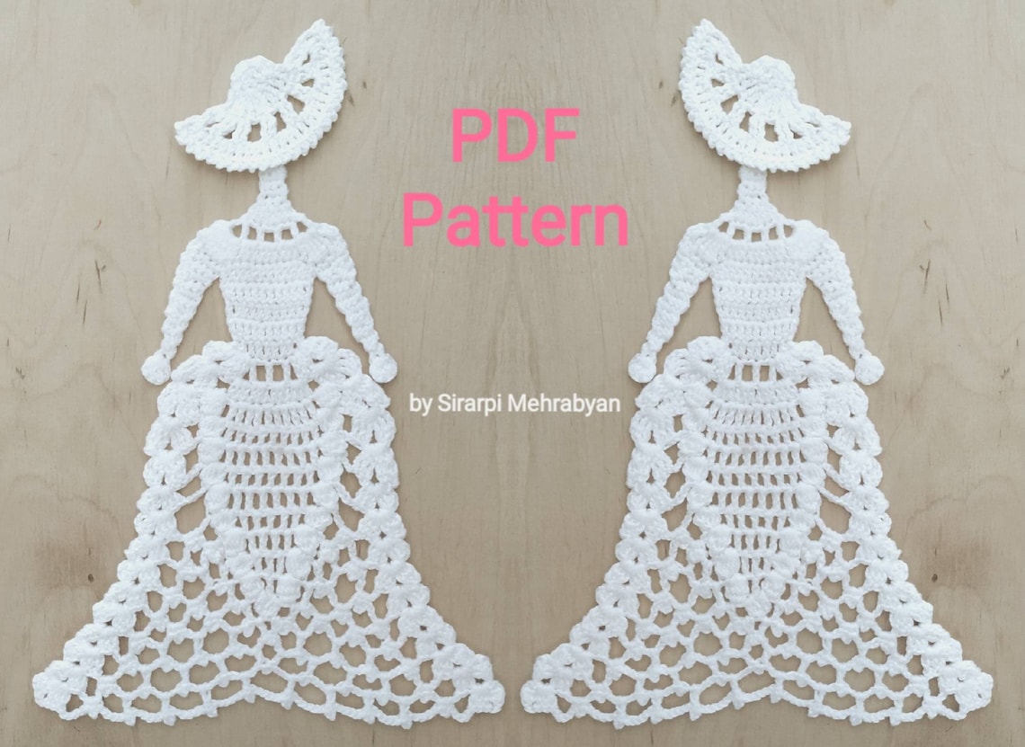Lady Doily Crochet Pattern PDF Applique Lady Victorian Themed - Etsy