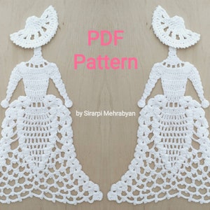 Lady Doily Crochet Pattern PDF Applique Lady Victorian Themed Crinoline ...
