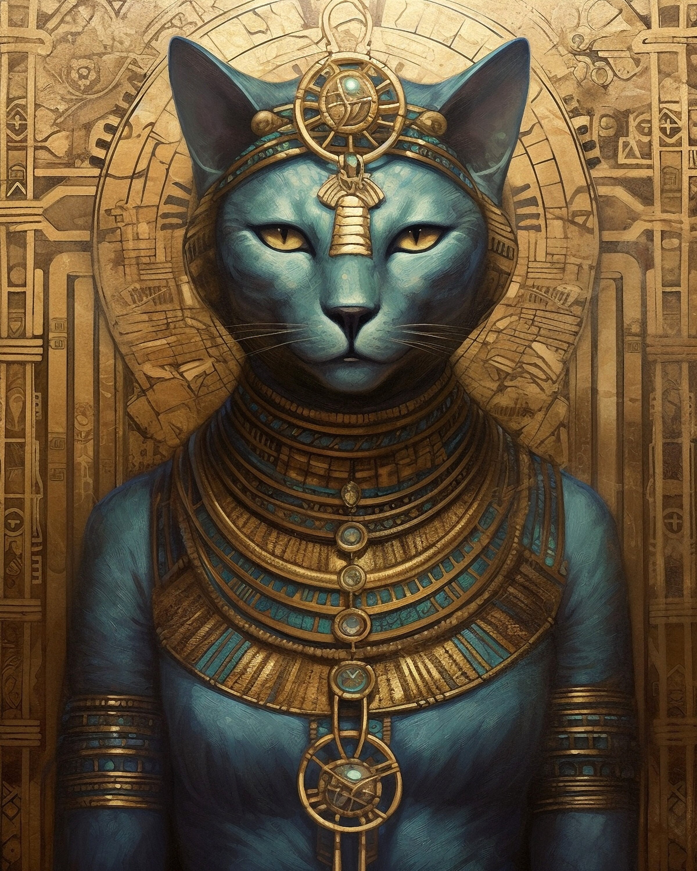 Bastet - Cat Goddess of Ancient Egyptian, Bast, Egypt, Blue Pharaoh ...