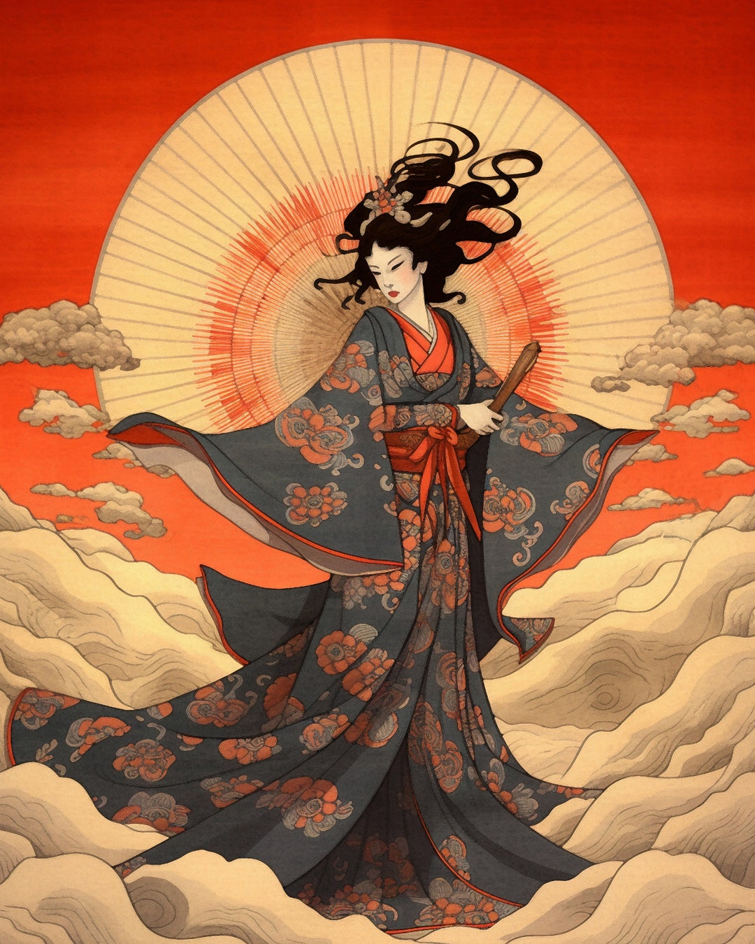 Amaterasu Goddess Art Print, Japanese Mythology Digital Download - Etsy