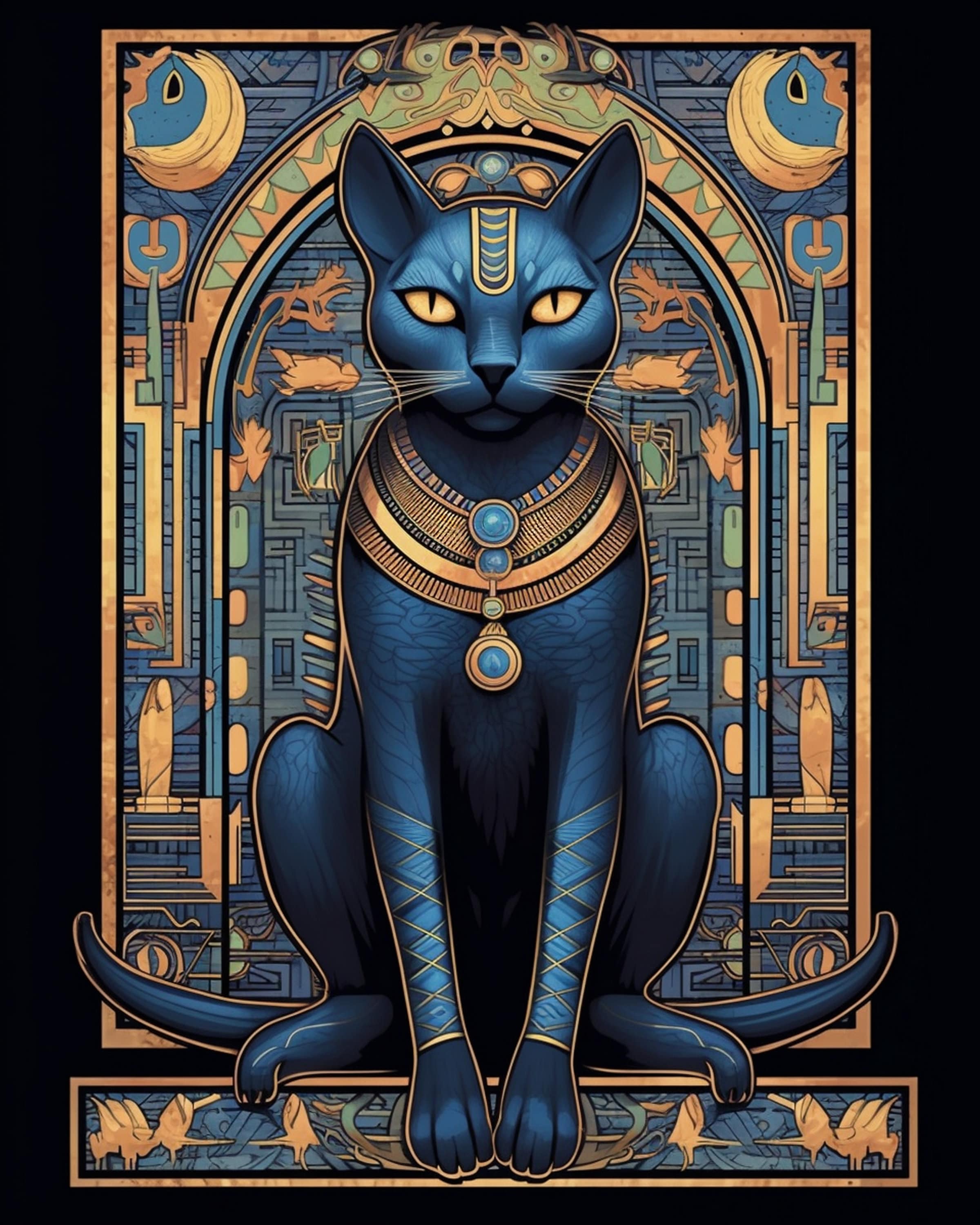 Bast - Cat Goddess of Ancient Egyptian, Bastet, Egypt, Blue Pharaoh ...