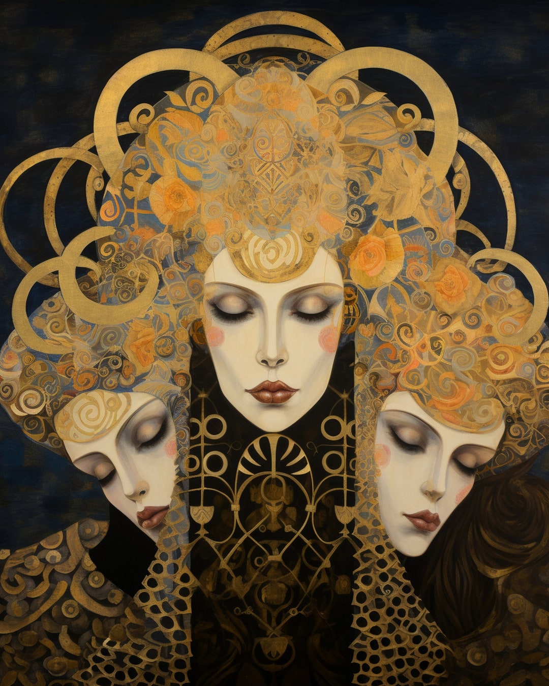 Hecate Goddess Art Print, Mystic Gold Portrait (digital Download) - Etsy