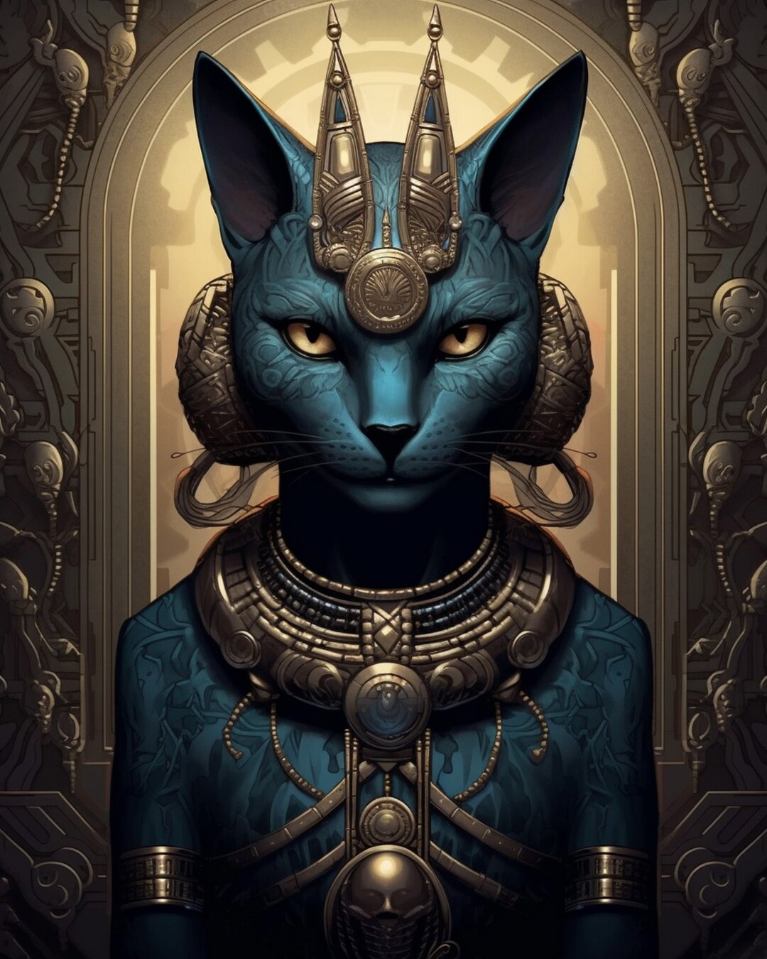 Bastet - Cat Goddess of Ancient Egyptian, Bast, Egypt, Blue Pharaoh ...