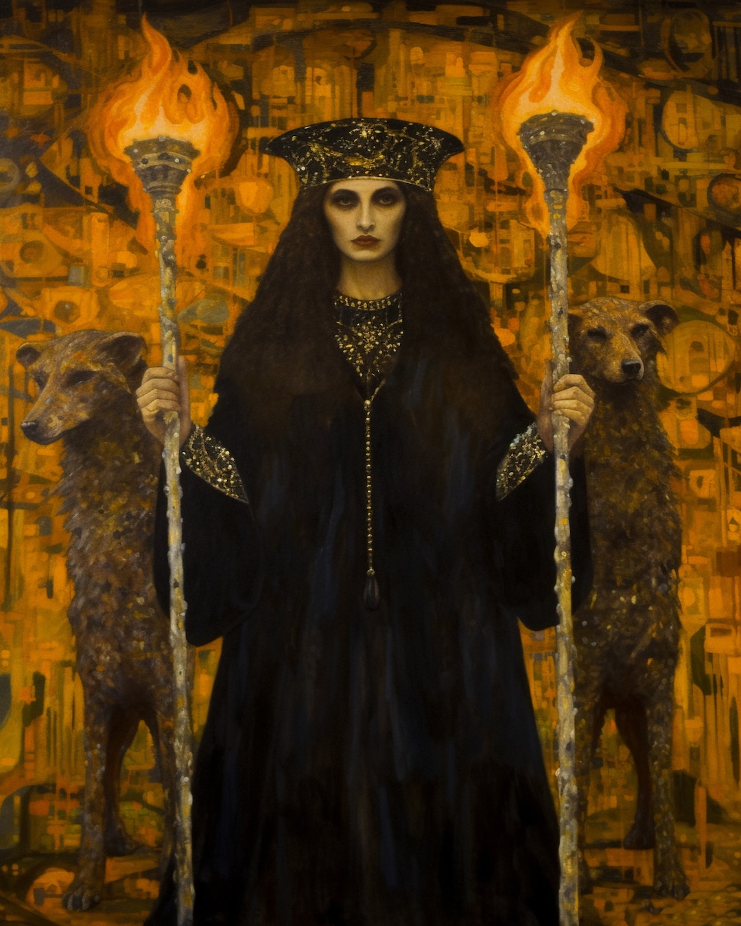 Hecate, Hekate - Goddess of the Moon, Witches and Sorcery, Two Hounds ...