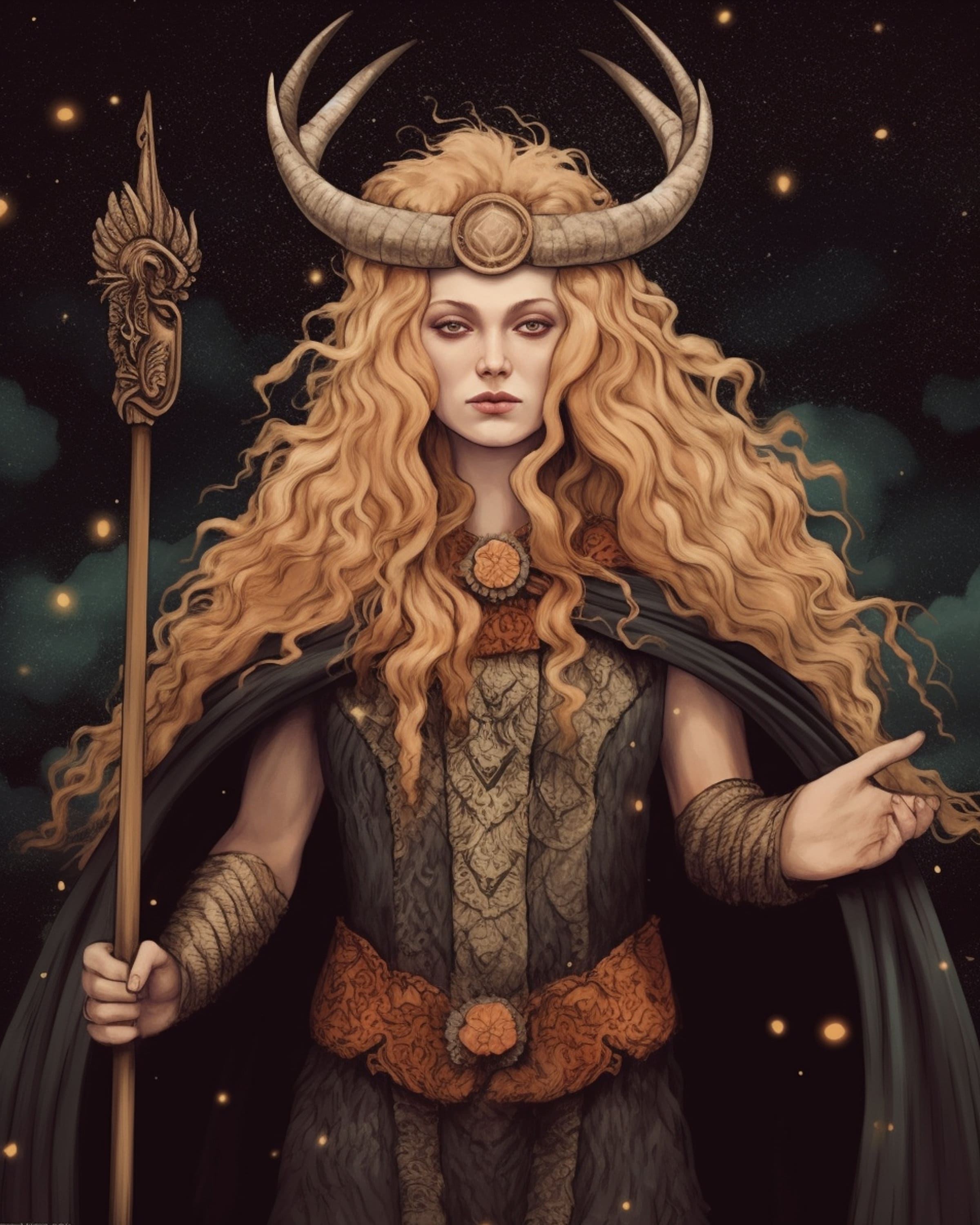 Freyja and Her Chariot of Cats Norse Goddess Freya of Love, Fertility, Battle, and Death Digital ...