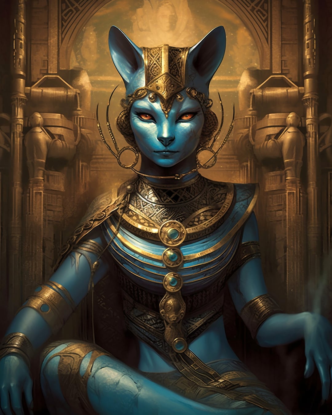 Bastet - Cat Goddess of Ancient Egyptian, Bast, Egypt, Blue Pharaoh ...