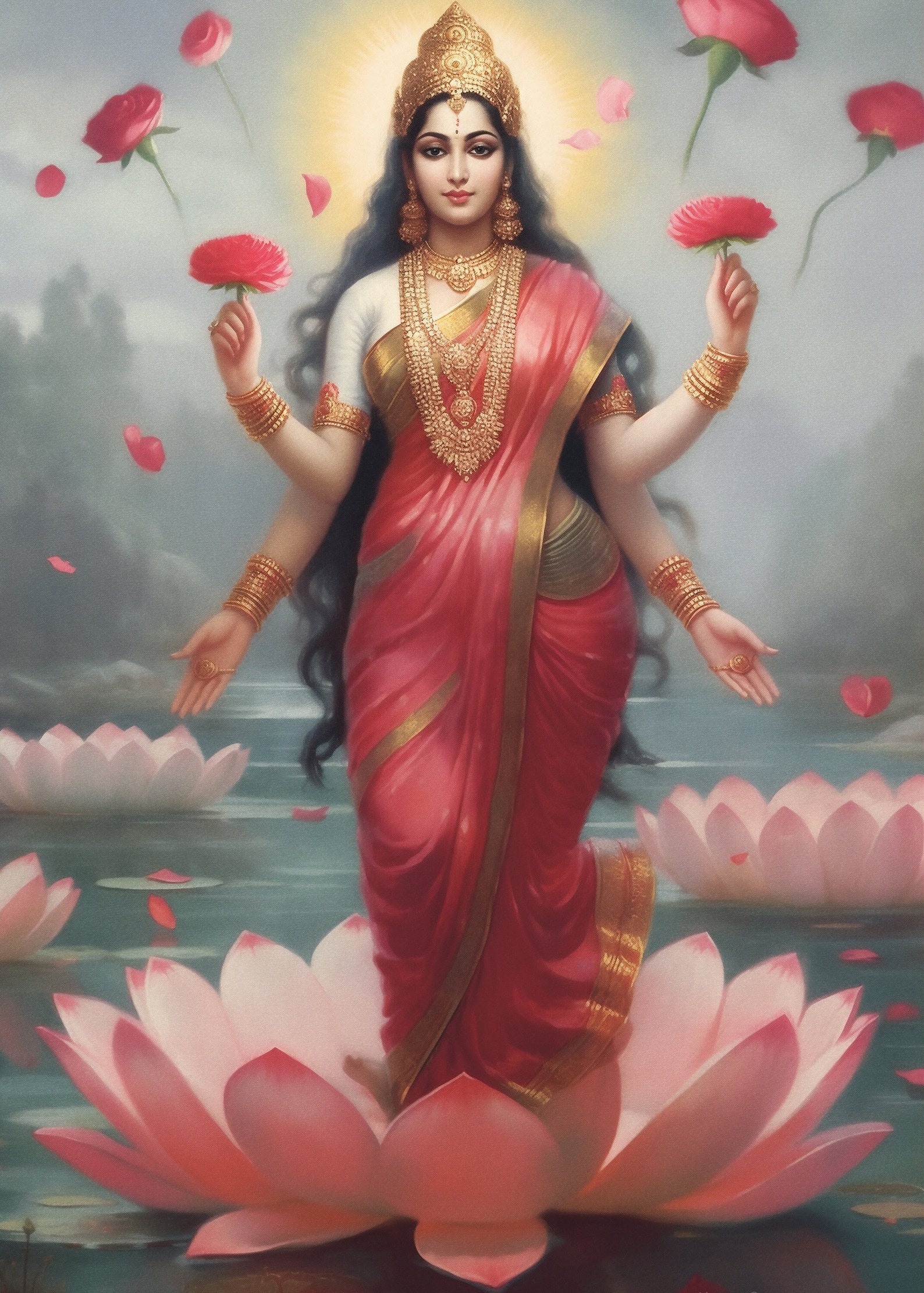 Lakshmi - Hindu Goddess of Wealth, Fortune, and Beauty - Digital ...