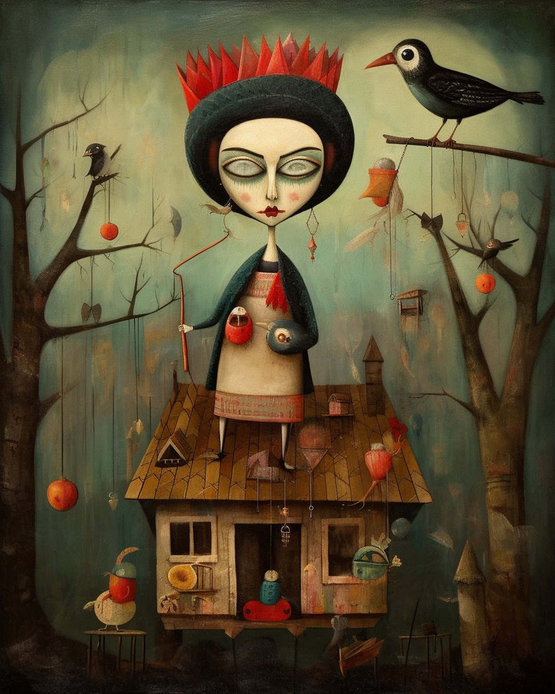 Baba Yaga - Dark Crone Goddess of Woman, Hag Witch, With Chicken ...