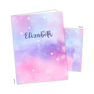 Galaxy Space Stars Rainbow Personalized Folder 2 Pocket Back to School ...