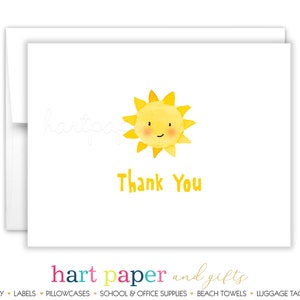 Sunshine Sun Thank You Personalized Cards Folded Flat Card Stationery ...