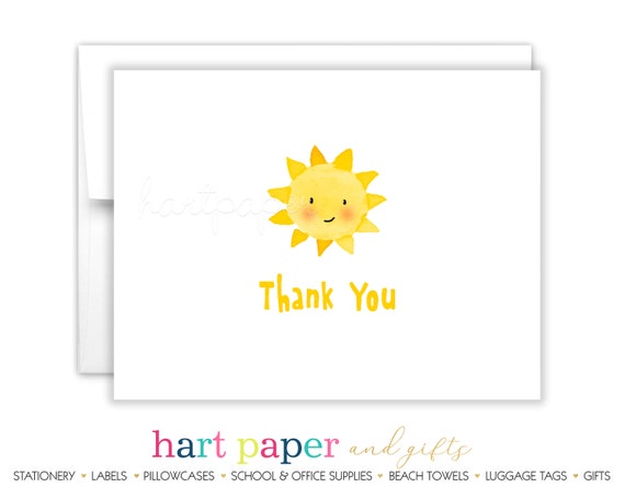 Sunshine Sun Thank You Personalized Cards Folded Flat Card - Etsy