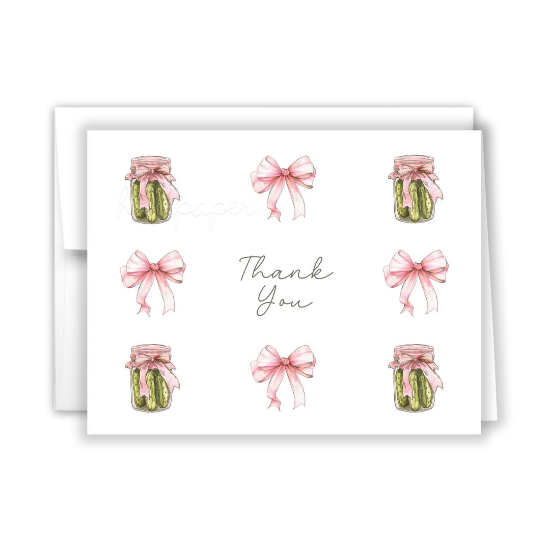 Pickle Pickles Bows Thank You Personalized Cards Folded Flat Card ...