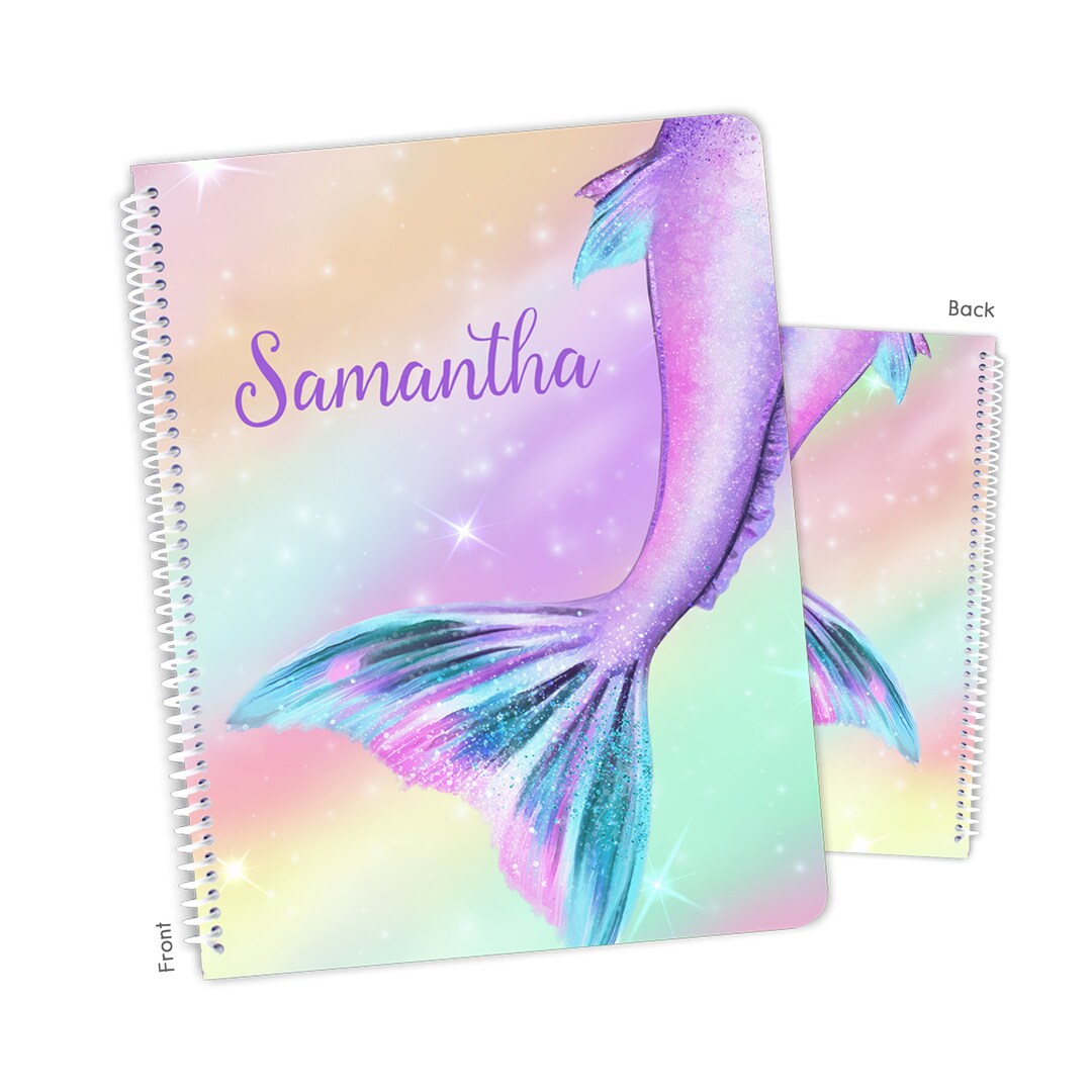 Rainbow Mermaid Personalized Notebook Sketchbook • Custom Birthday Gift ...