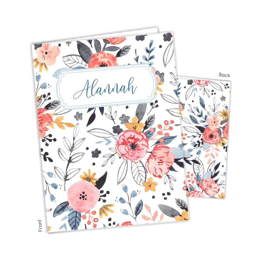 Flowers Personalized Folder 2 Pocket Back to School Supplies Custom ...