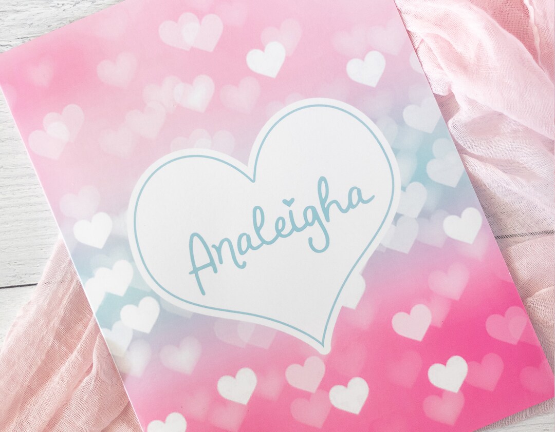 Pink Hearts Sparkles Personalized Folder 2 Pocket • Back to School ...
