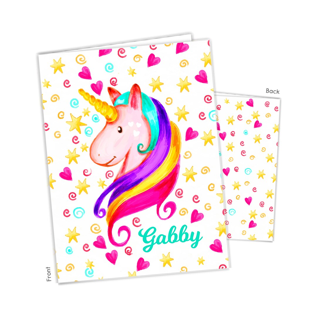 Rainbow Unicorn Personalized Folder 2 Pocket Back to School Supplies ...