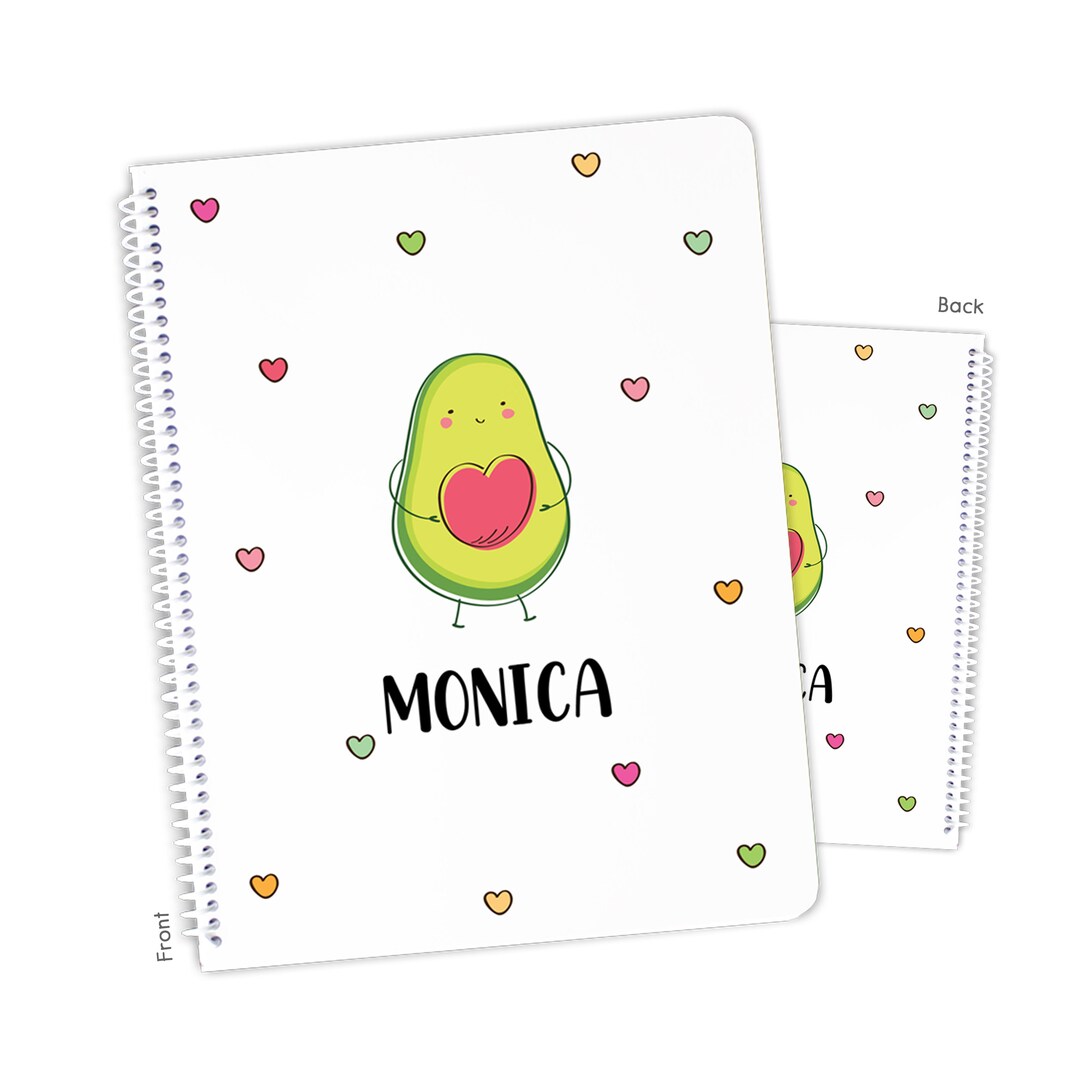 Avocado Food Rainbow Hearts Personalized Notebook Sketchbook • Custom ...