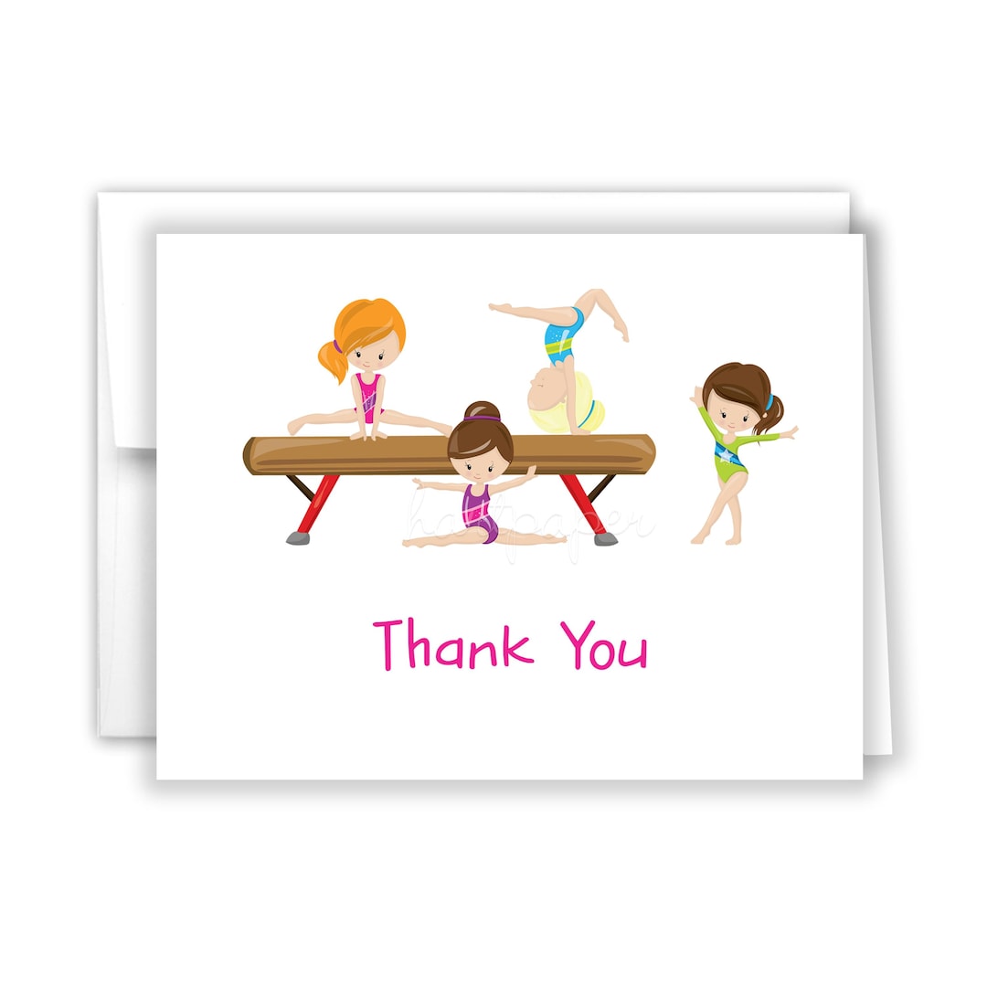 Gymnastics Gym Gymnast Thank You Personalized Cards • Folded Flat Card ...