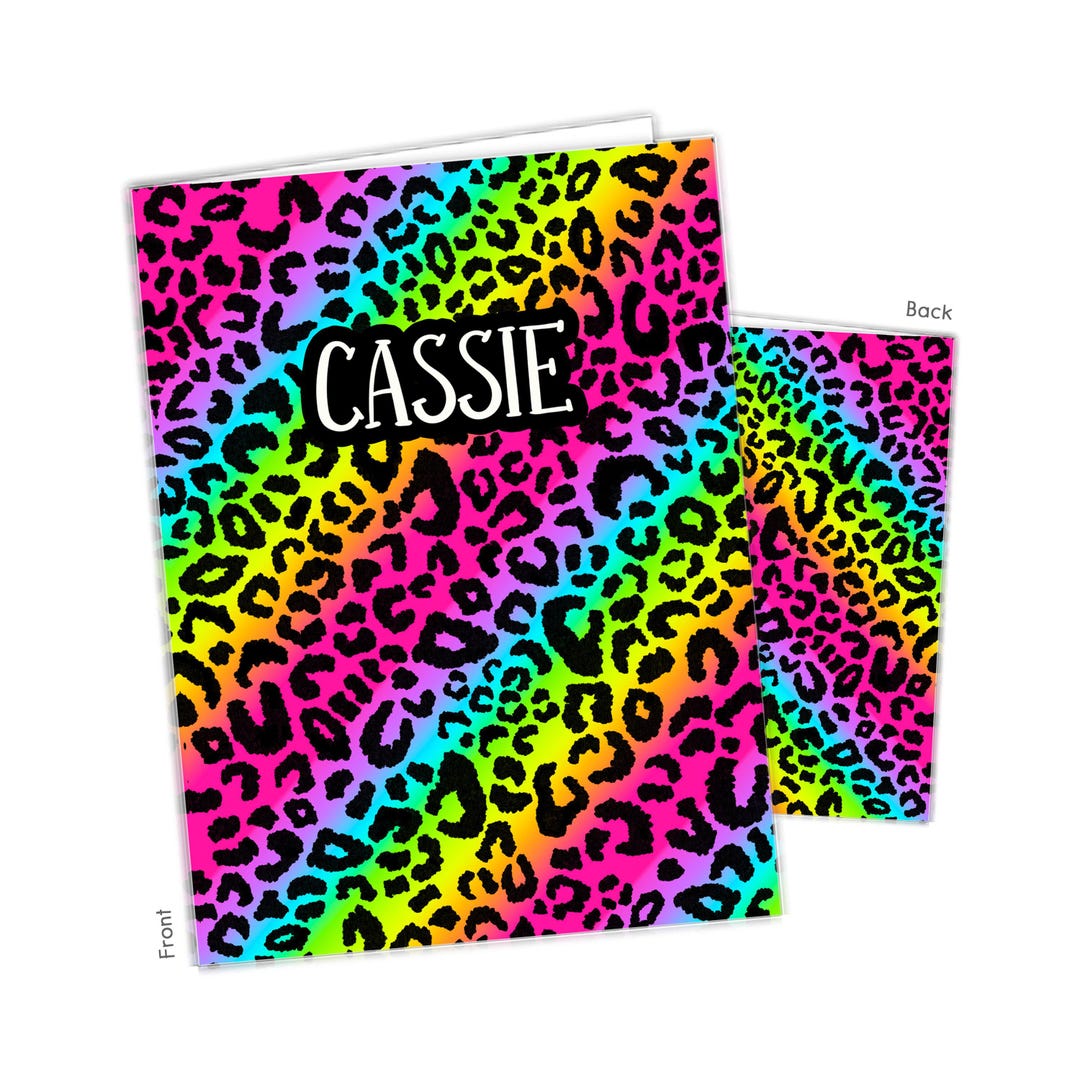 Rainbow Cheetah Animal Print Personalized Folder 2 Pocket • Back to ...
