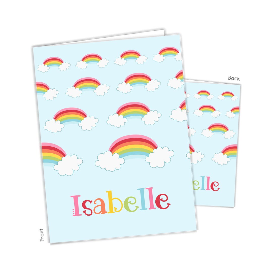 Rainbow Clouds Personalized Folder 2 Pocket • Back to School Supplies ...