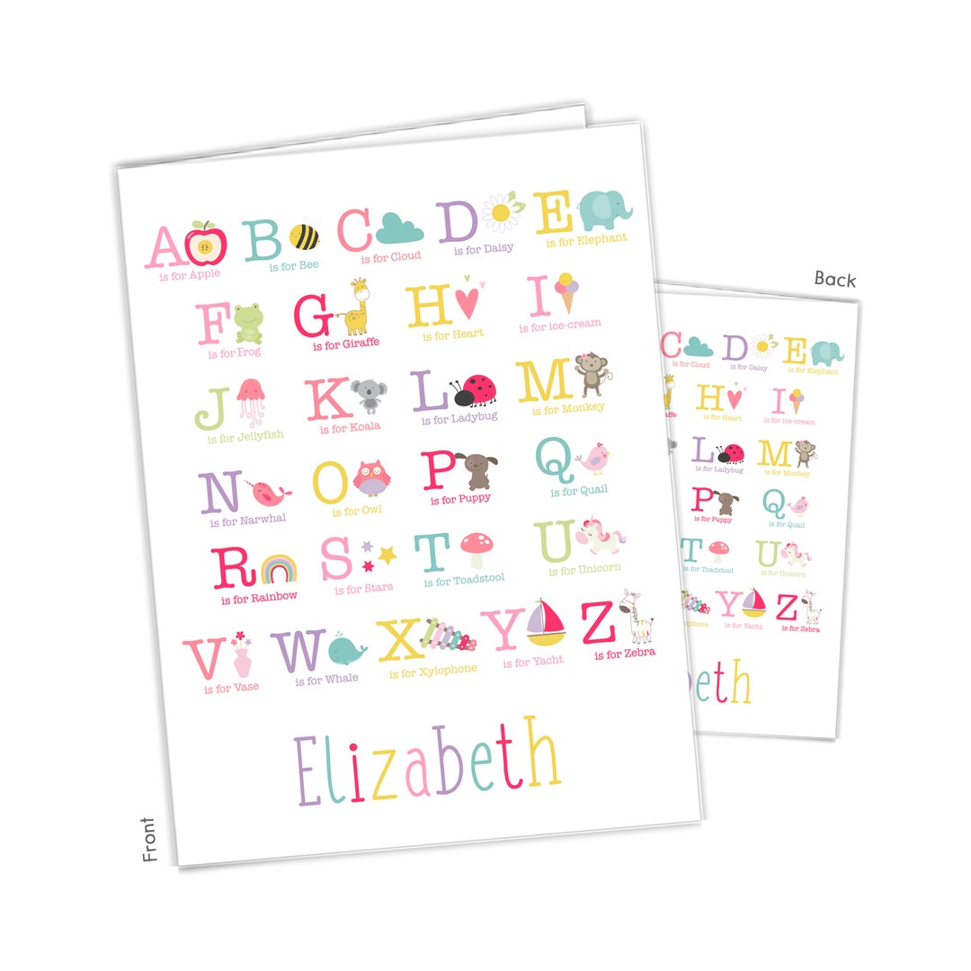 Alphabet Abc's Rainbow Personalized Folder 2 Pocket Back to School ...