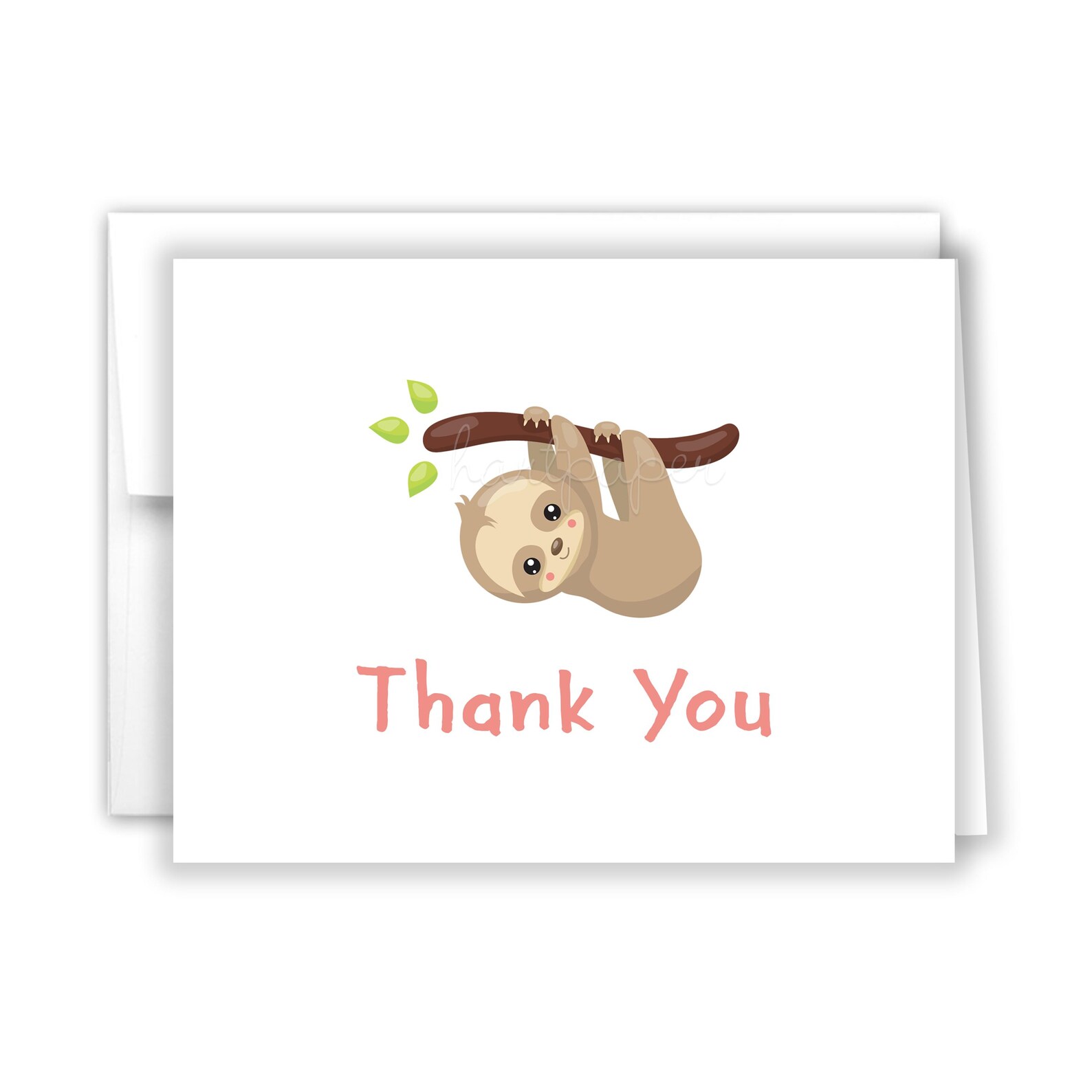 Sloth Thank You Personalized Cards • Folded Flat Card Stationery Custom ...