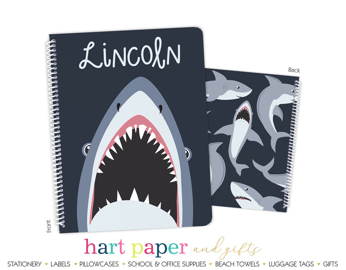 Shark Personalized Notebook Sketchbook Custom Gift Back to | Etsy