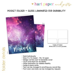 Galaxy Space Stars Personalized Folder 2 Pocket Back to - Etsy