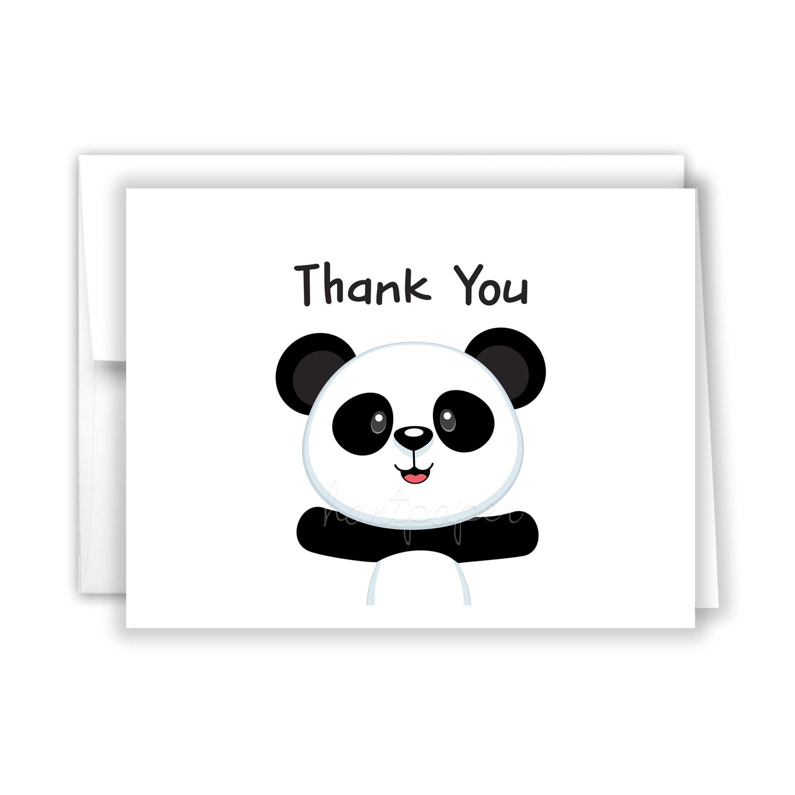 Panda Bear Thank You Personalized Cards • Folded Flat Card Stationery ...