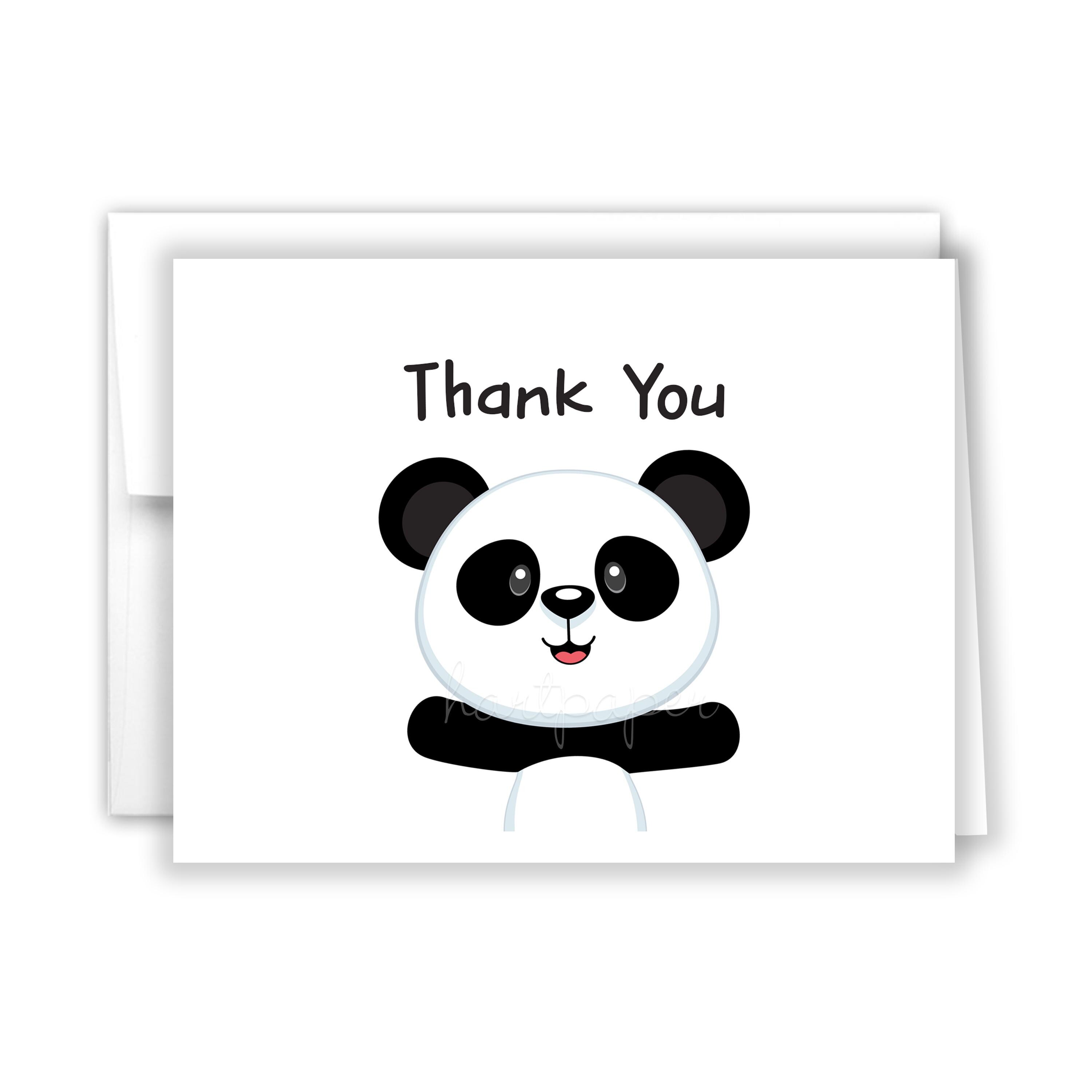 Panda Bear Thank You Personalized Cards • Folded Flat Card Stationery ...