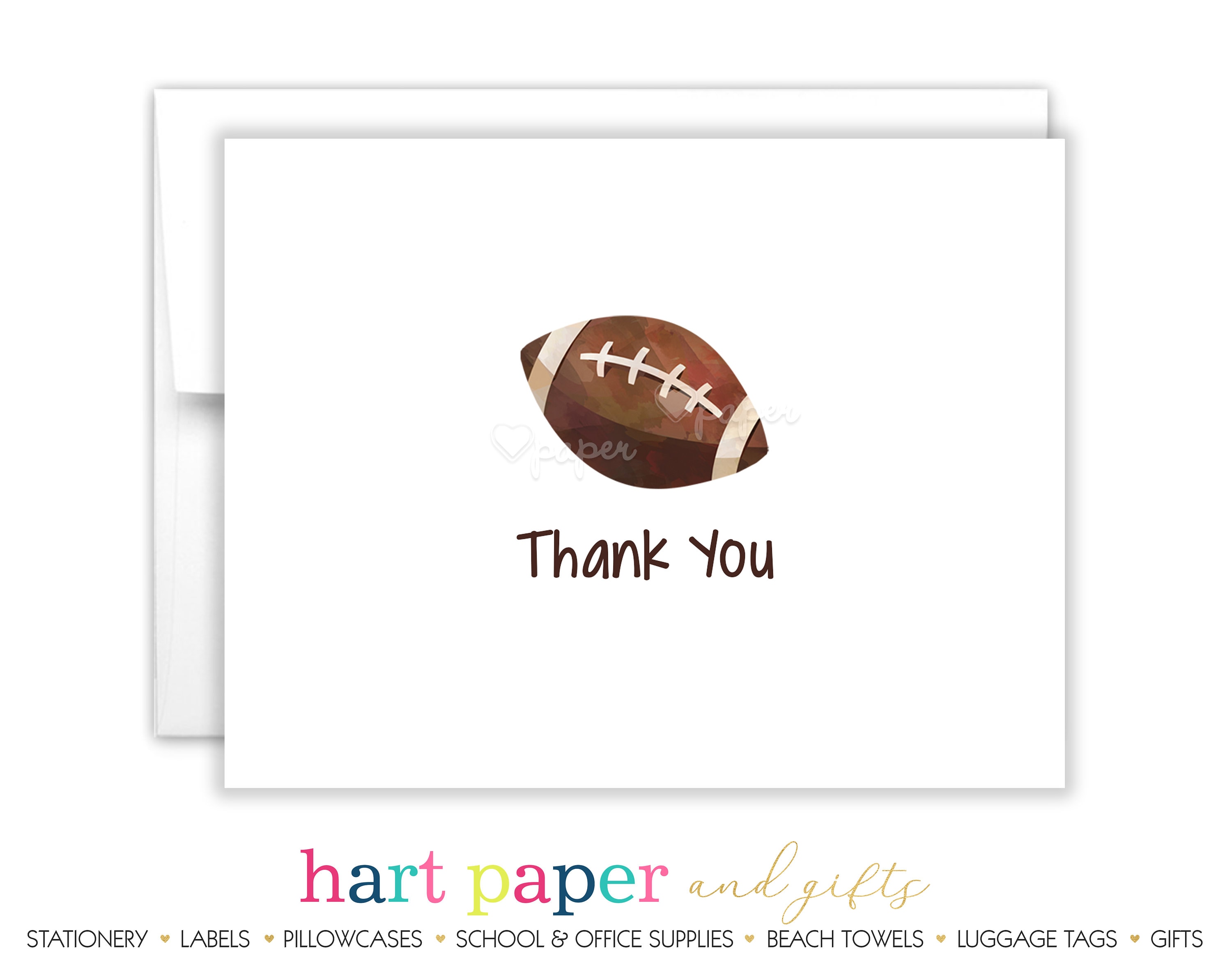 Football Sports Thank You Personalized Cards Folded Flat | Etsy