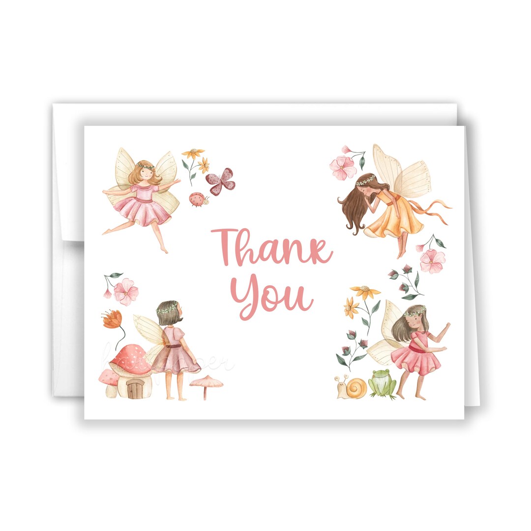 Fairy Fairies Thank You Personalized Cards • Folded Flat Card ...